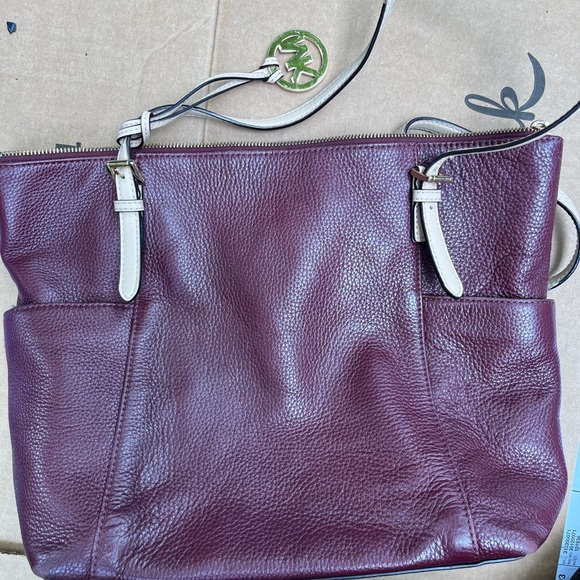 Michael Kors | Bags | Michael Kors Maroon Leather Tote | Poshmark